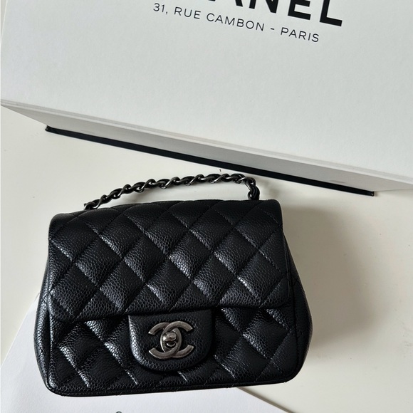 CHANEL | Bags | Chanel Mini Square In Black Caviar | Poshmark